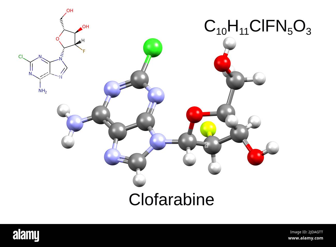 Chemical formula, skeletal formula, and 3D ball-and-stick model of ...