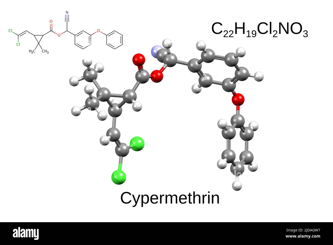 Chemical formula, skeletal formula, and 3D ball-and-stick model of ...