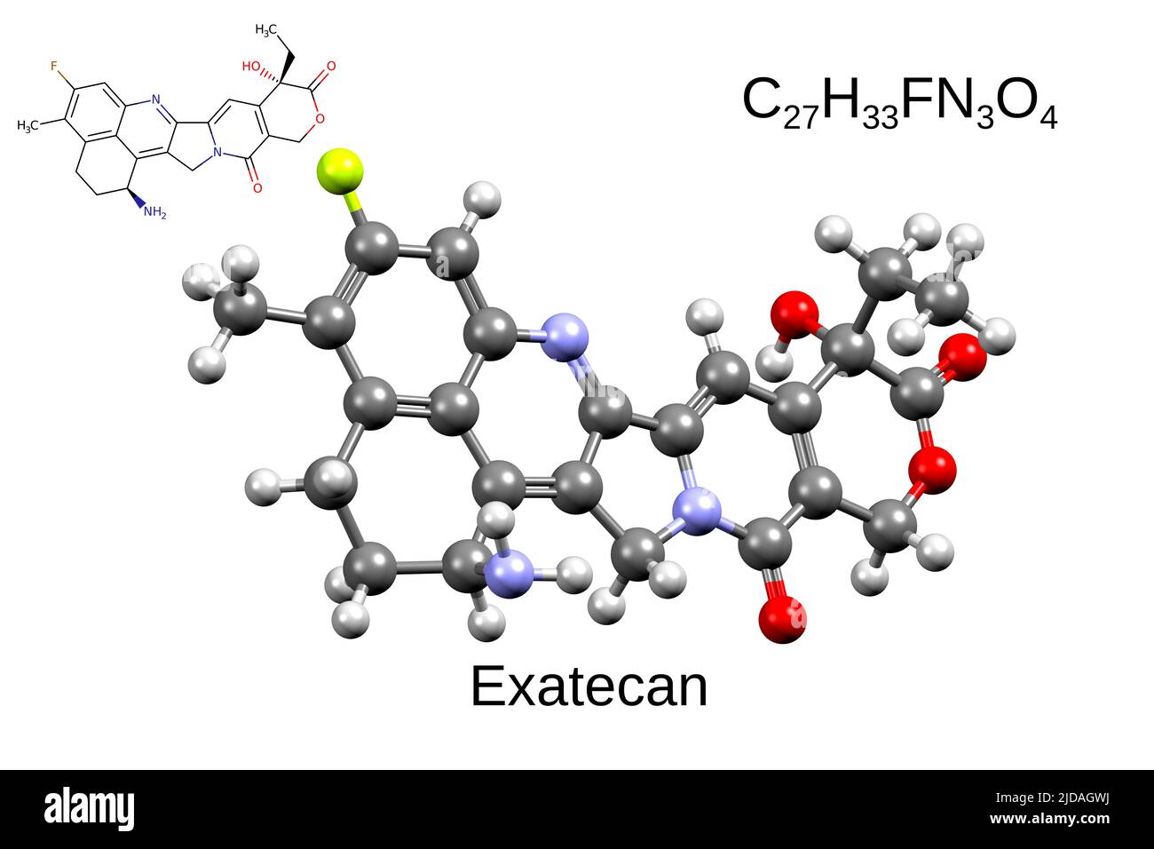 Chemical formula, skeletal formula, and 3D ball-and-stick model of ...