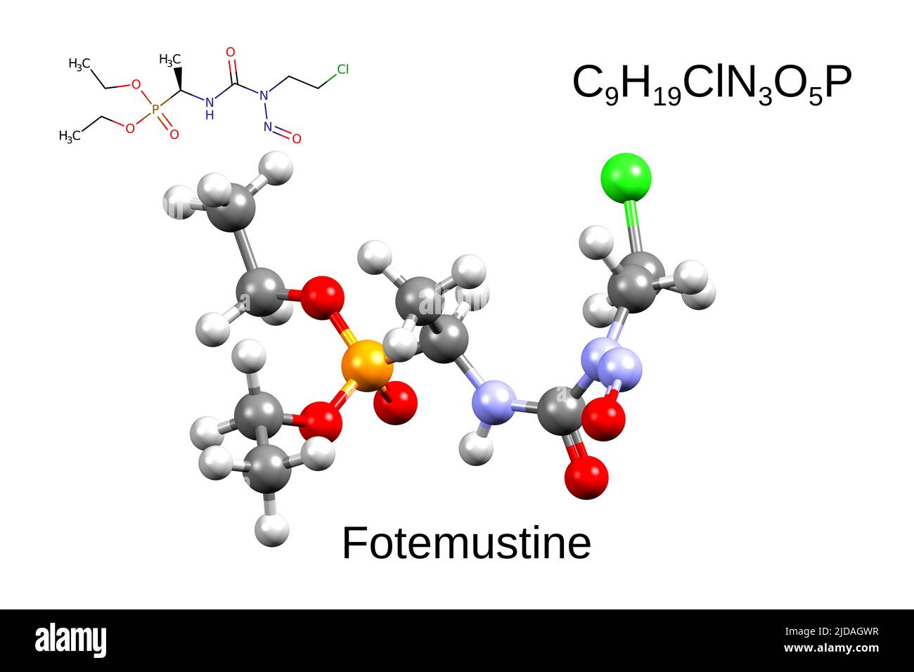 Chemical formula, skeletal formula, and 3D ball-and-stick model of ...