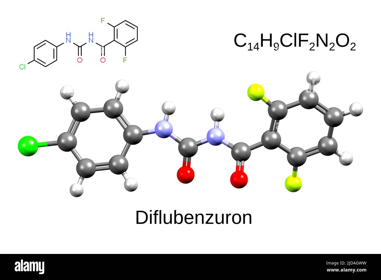 Chemical formula, skeletal formula, and 3D ball-and-stick model of ...