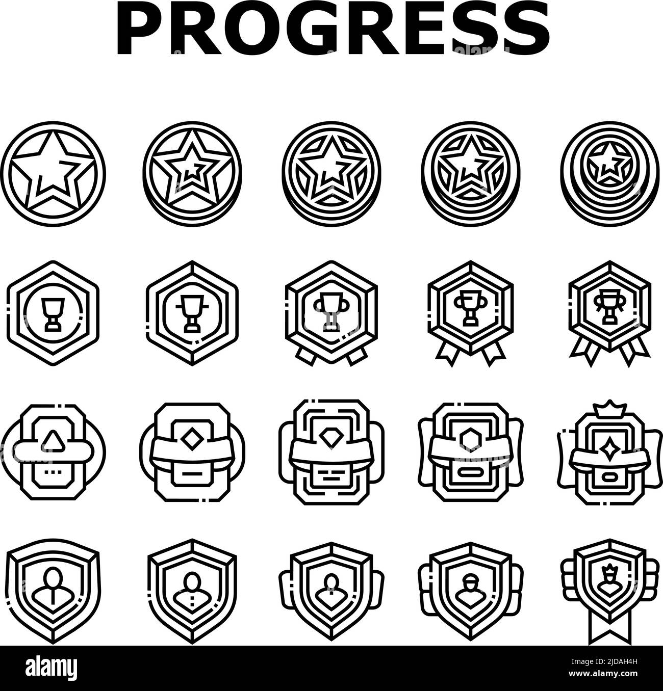 Game Progress Award And Medal Icons Set Vector Stock Vector Image & Art ...