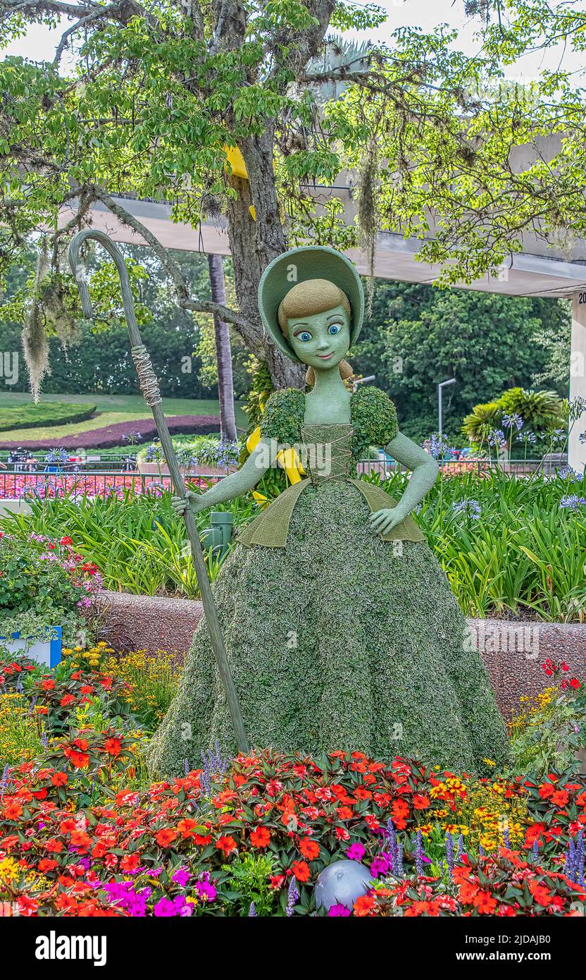 Bo Peep character topairy displayed at Epcot at part of the Flower and ...