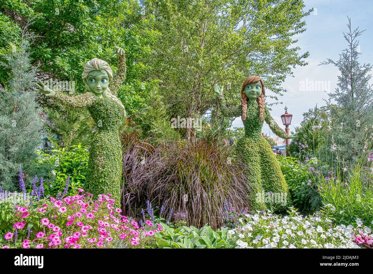 Anna and Elsa character topairy displayed at Epcot at part of the ...
