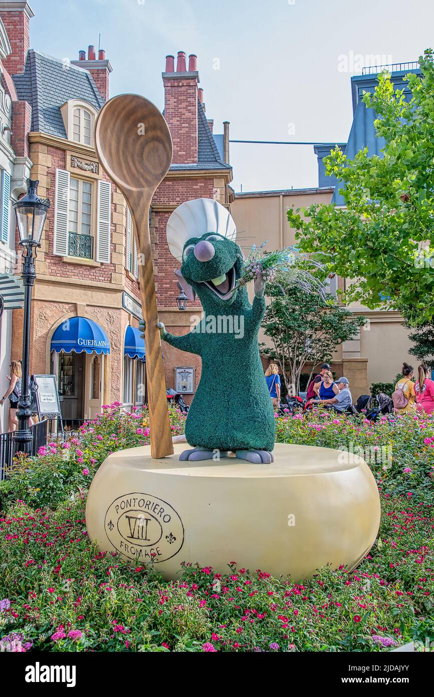 Remy character topairy displayed at Epcot at part of the Flower and ...