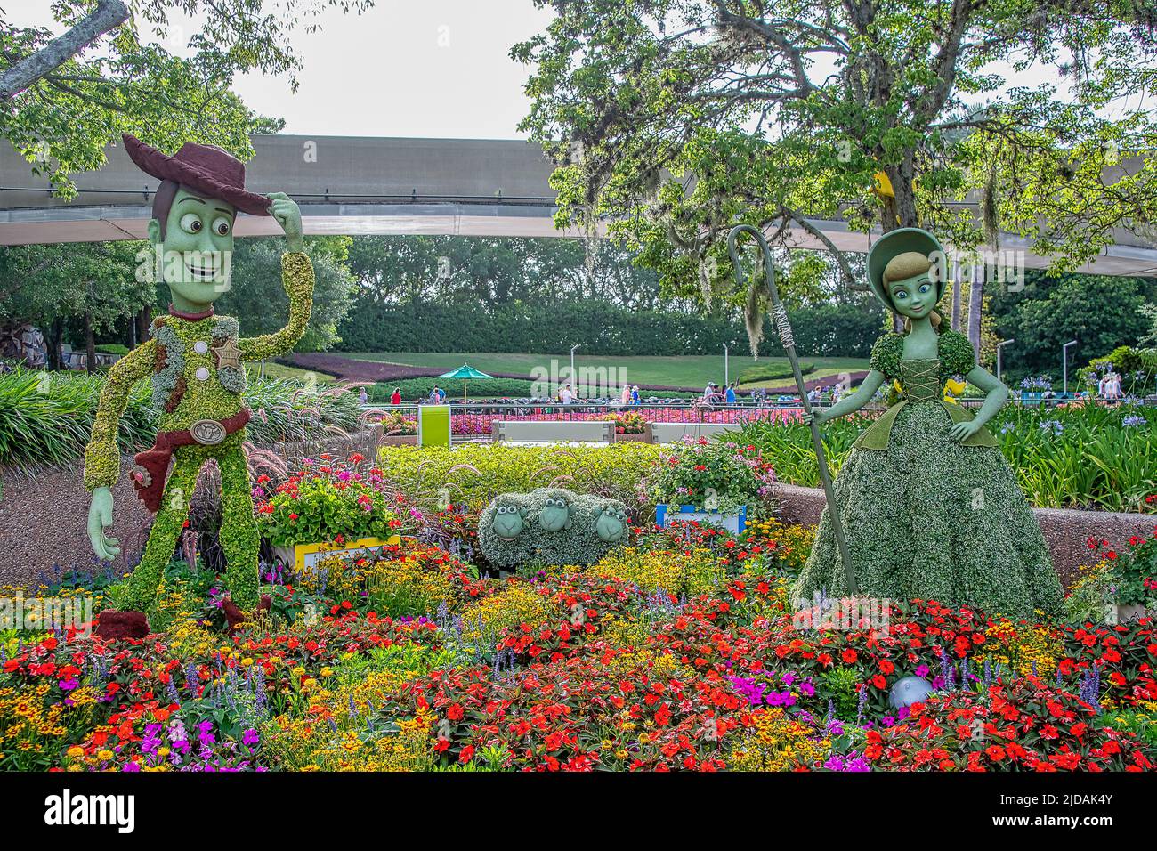 Woody and Bo Peep character topairy displayed at Epcot at part of the ...