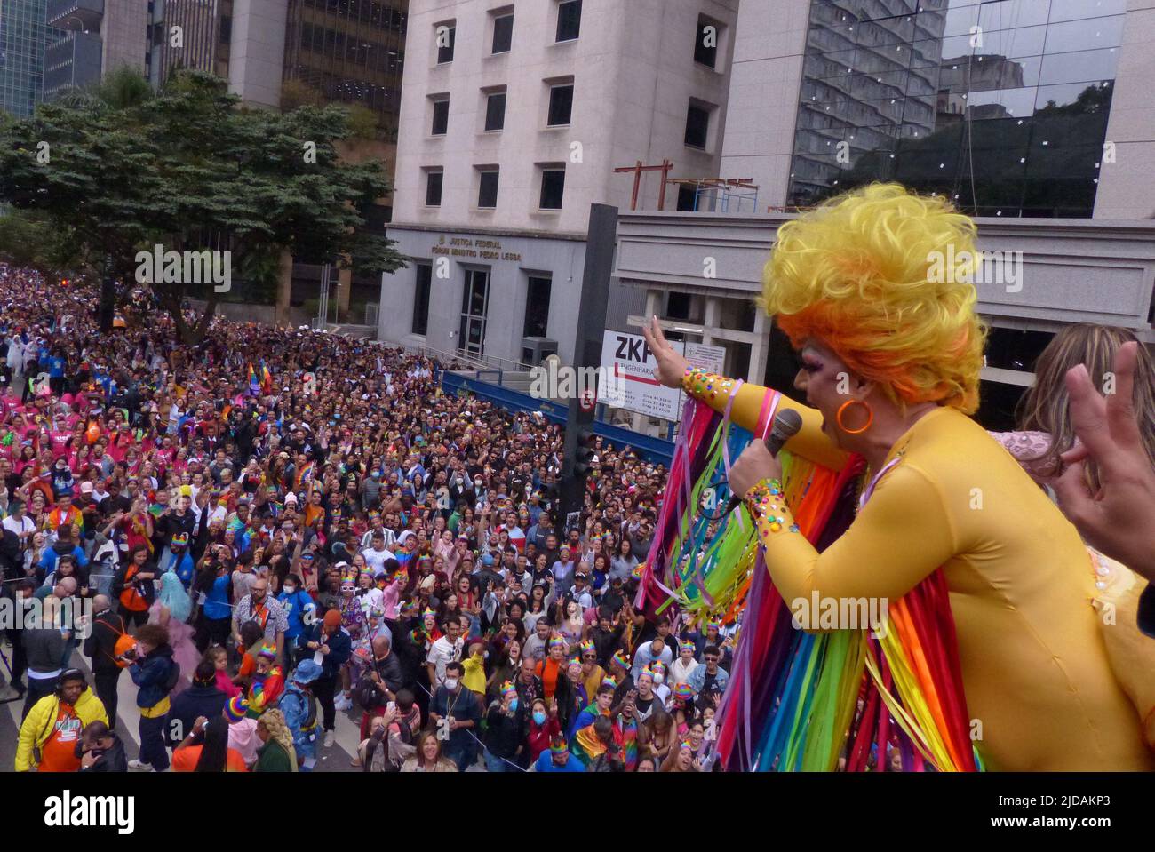 Sao Paulo, Brazil. 19th June, 2022. Opening of the 26th Sao Paulo LGBT ...