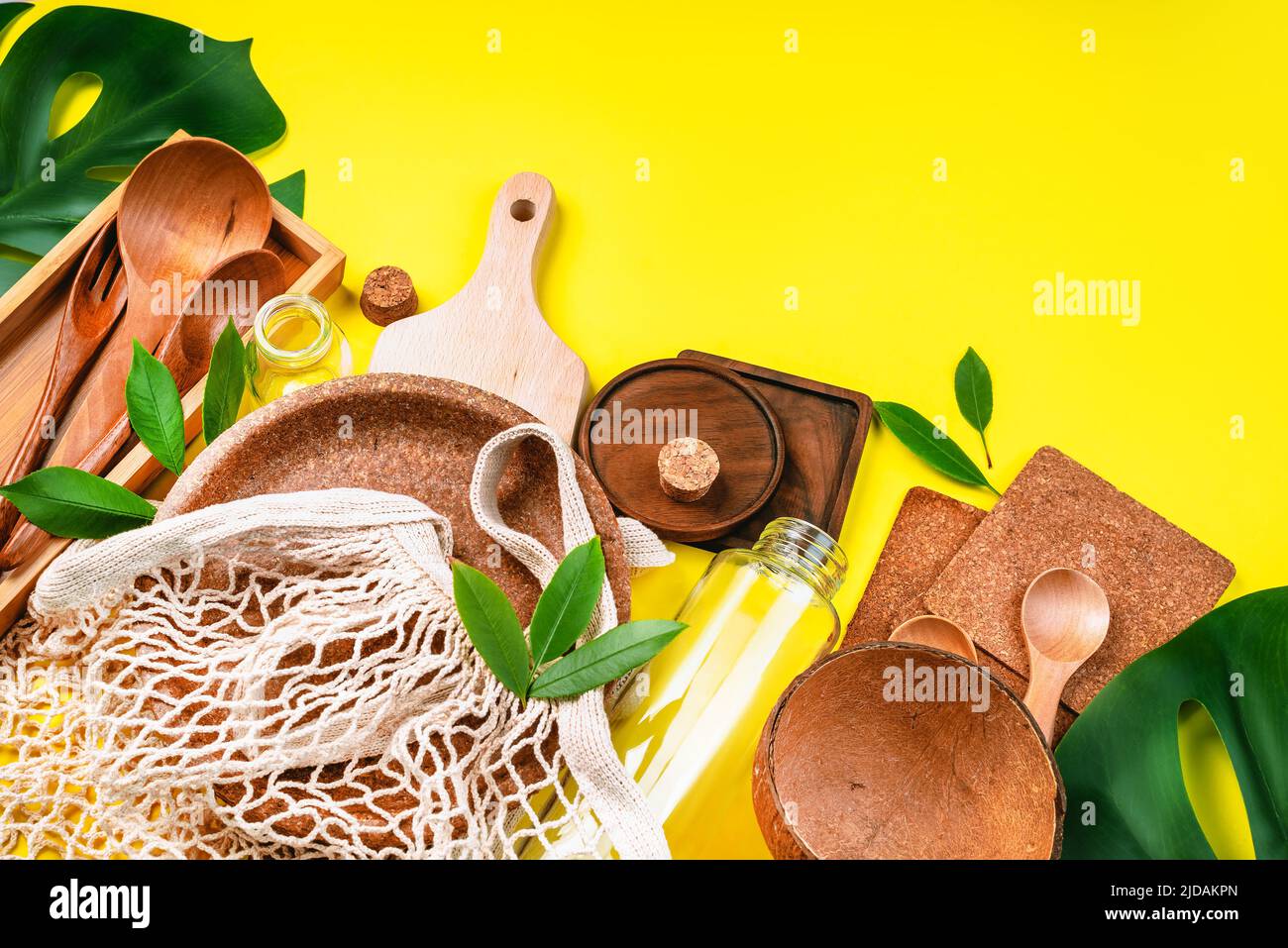 Eco friendly disposable tableware.Recycling concept.Set of empty ...