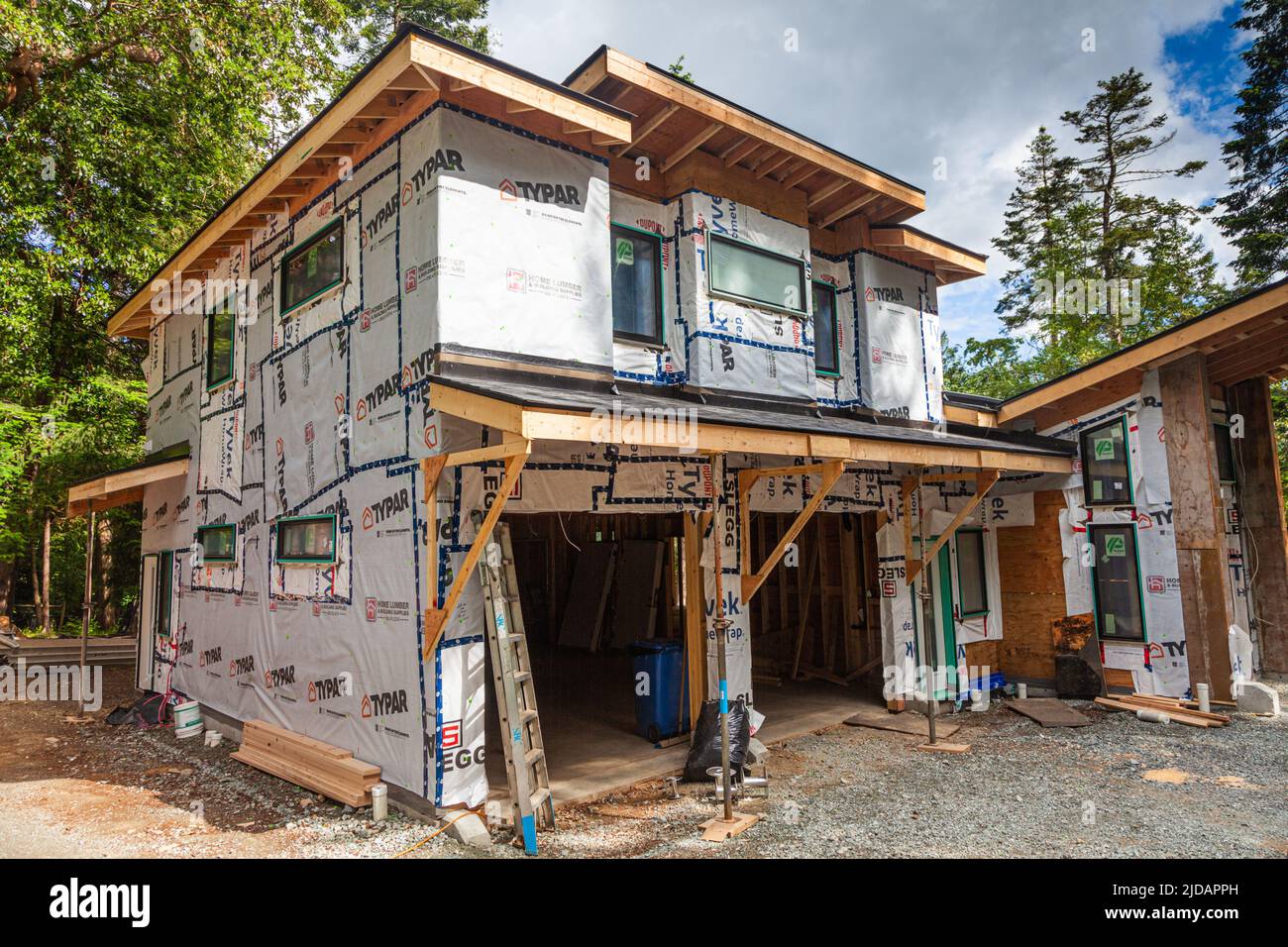 Canadian wood framed house under construction near Victoria British ...