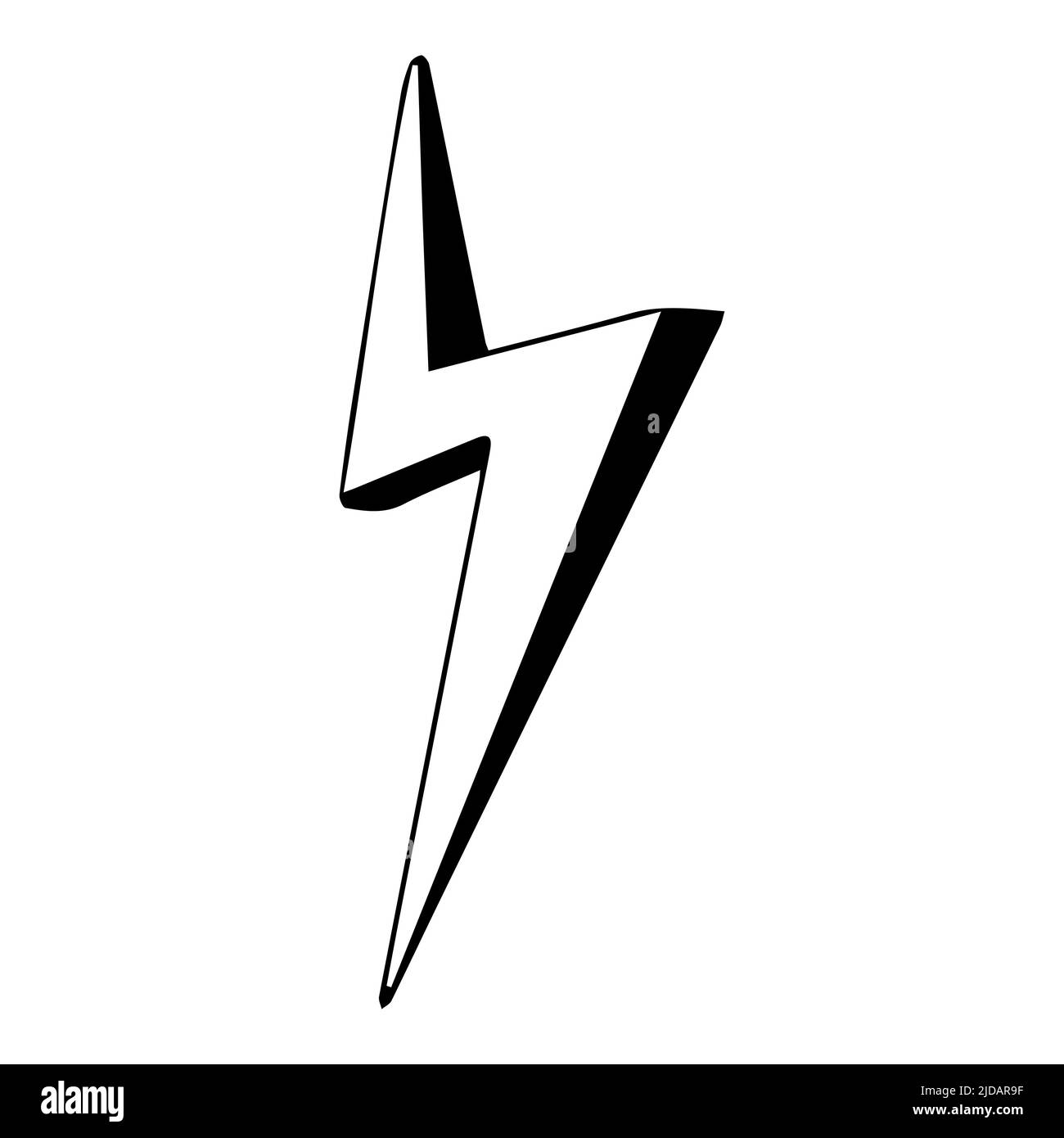 Lighting bolt symbol in doodle style power simple abstract sign ...