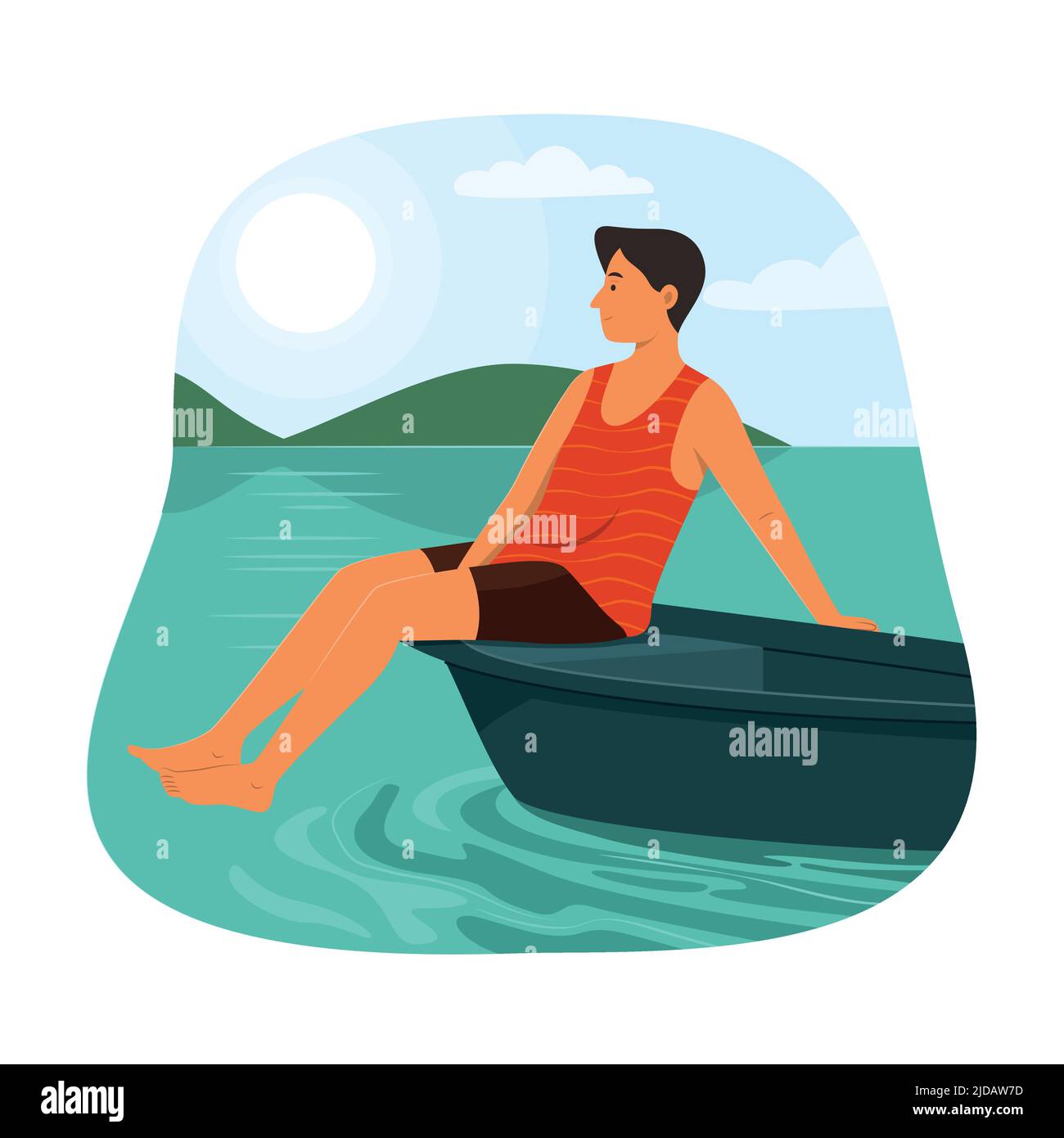 Man relaxing on boat Stock Vector Images - Alamy