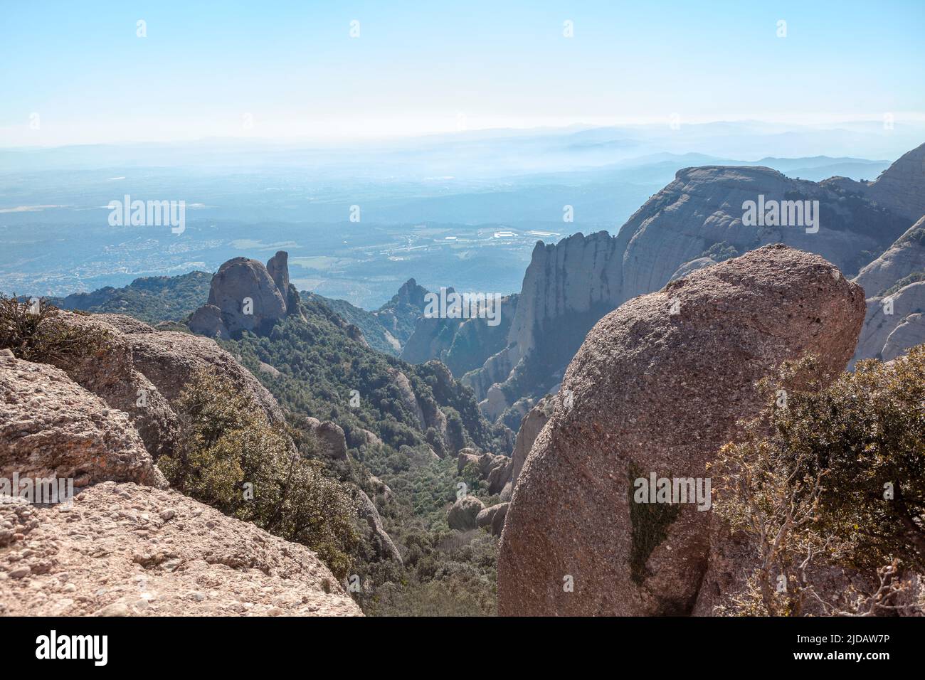 Natural park with geological massif . Mountain range magnificent ...