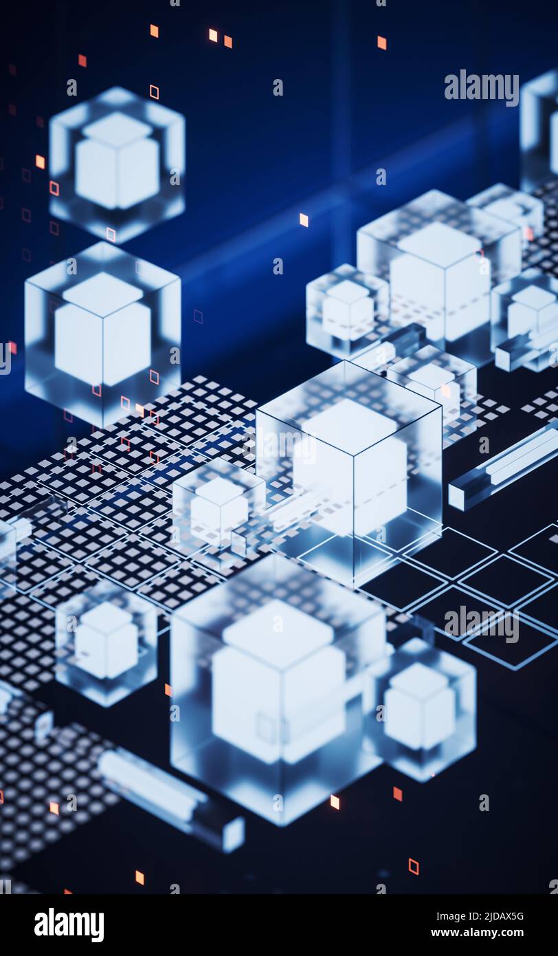 Blue core with cyberspace concept background, 3d rendering. Computer ...