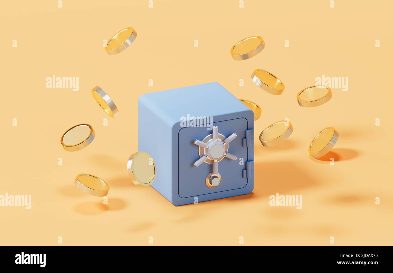 Safe box with cartoon style, 3d rendering. Computer digital drawing ...