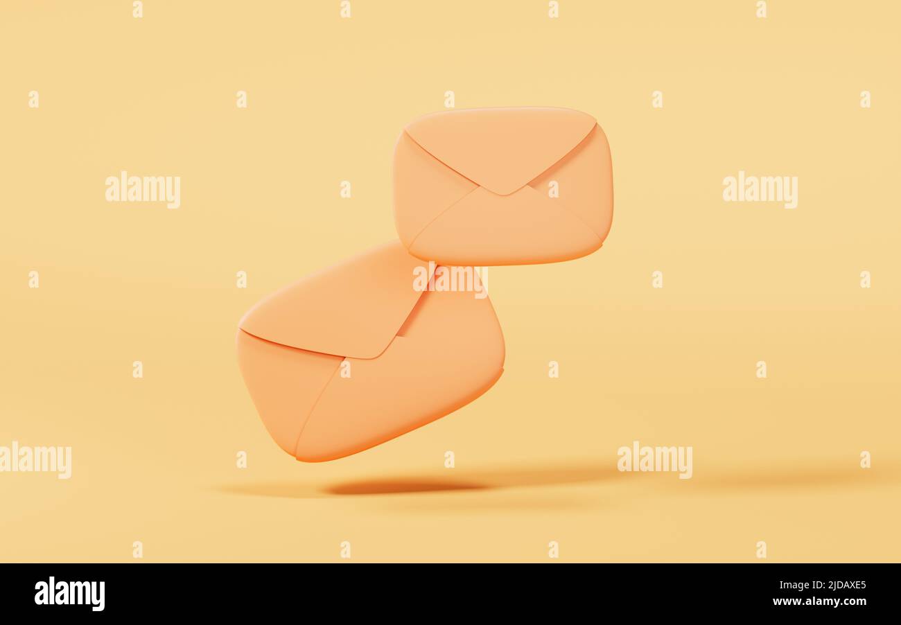 Message envelope with cartoon style, 3d rendering. Computer digital ...