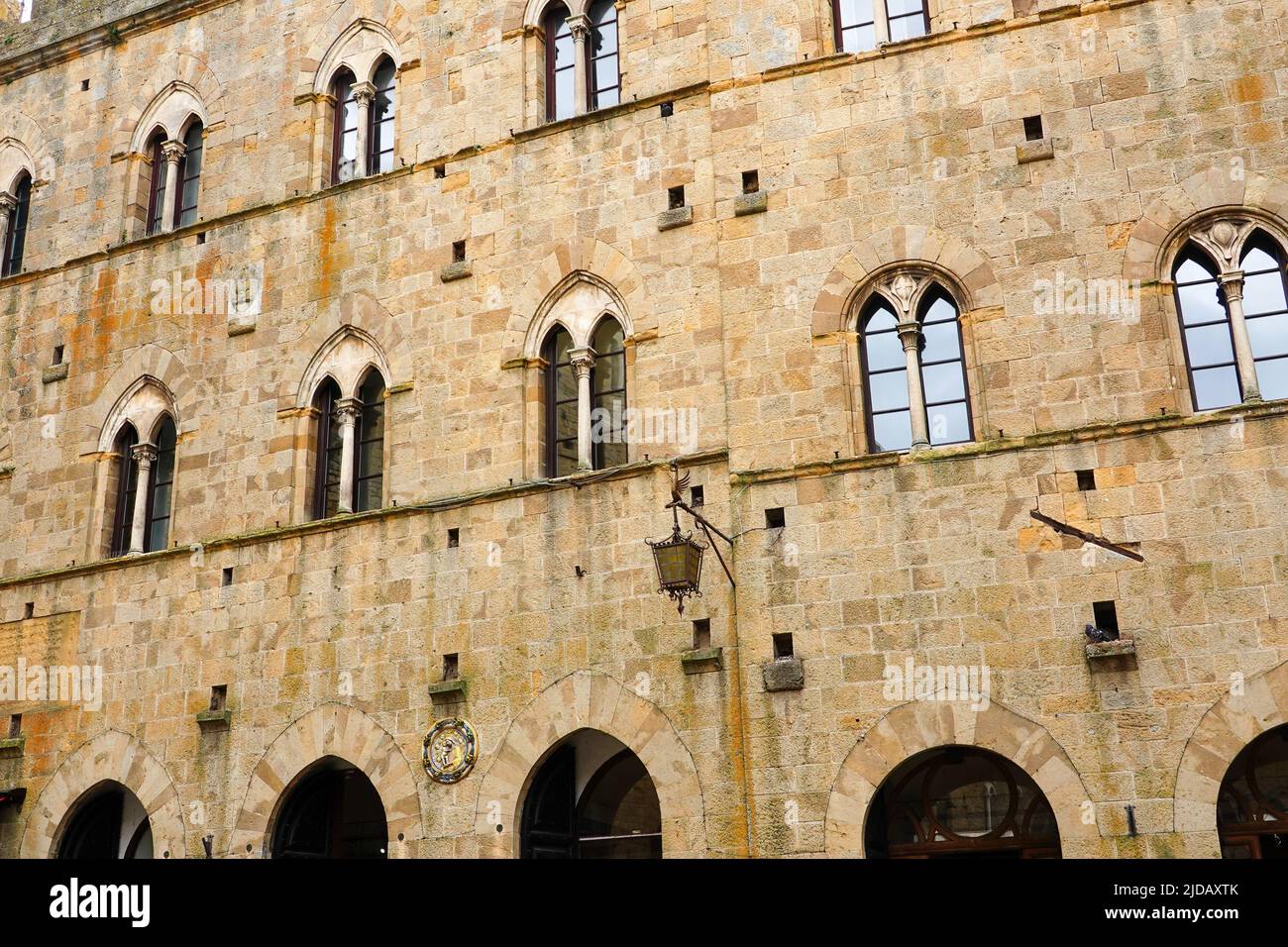 Medieval town center square lined with palatial buildings, Piazza dei ...