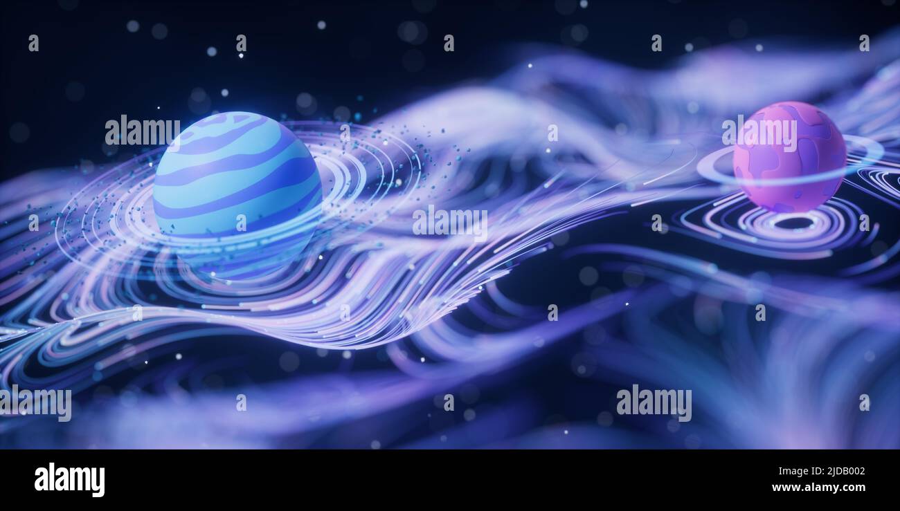 Outer Space Planet With Wave Pattern Background 3d Rendering Computer 7709