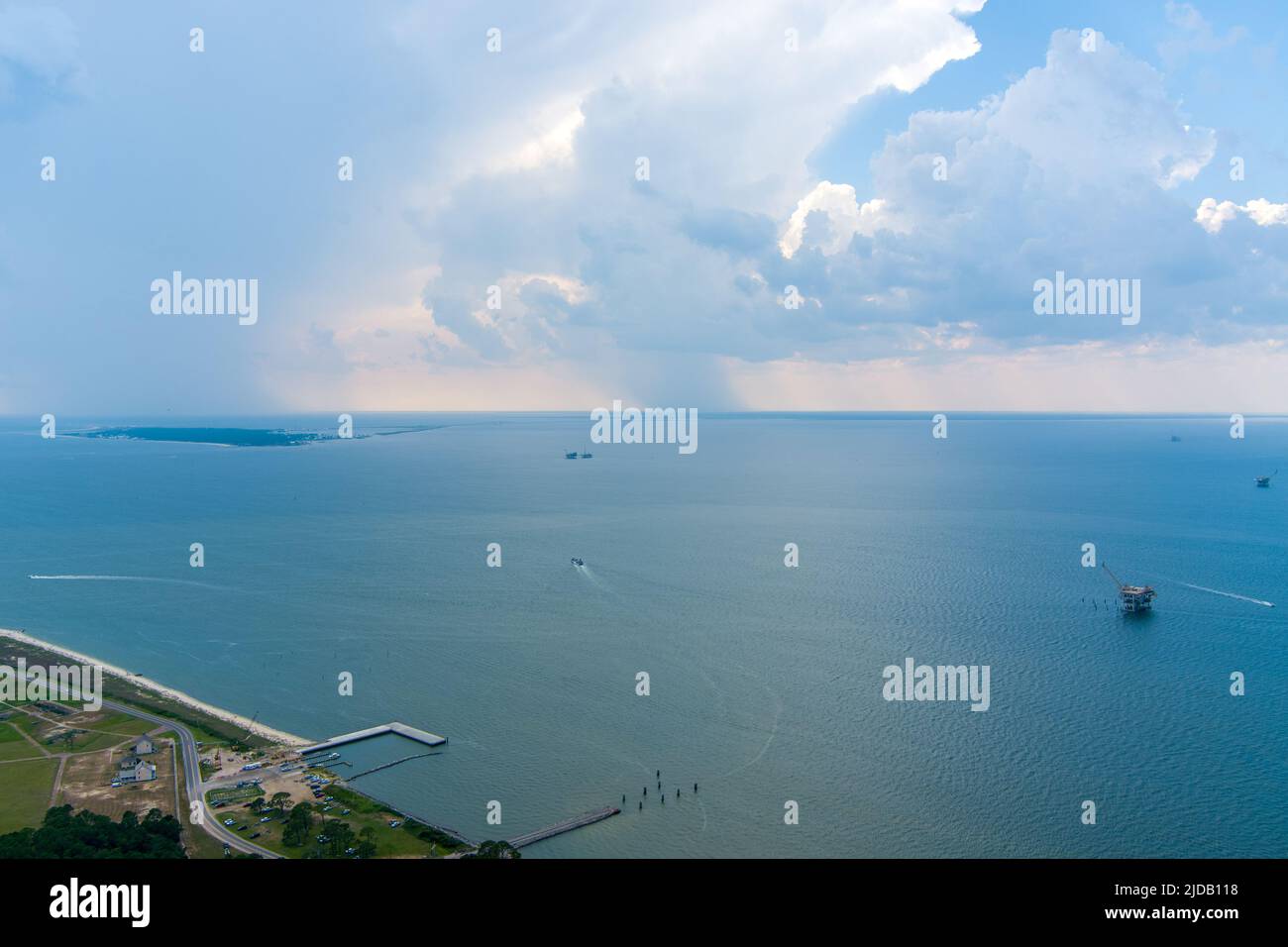 Aerial view of Fort Morgan Beach on the Alabama Gulf Coast in June 2022 ...