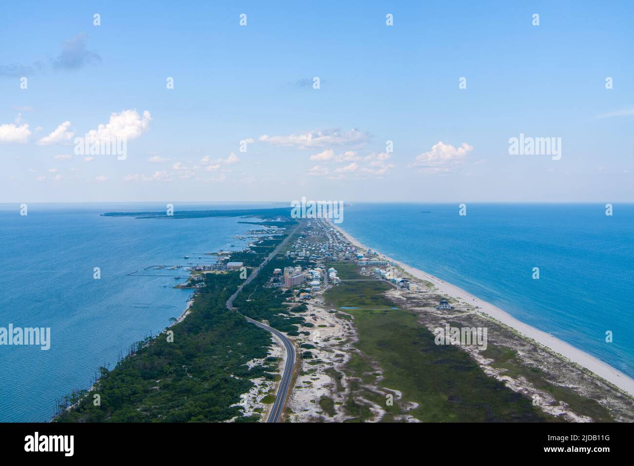 Aerial view of Fort Morgan Beach on the Alabama Gulf Coast in June 2022 ...