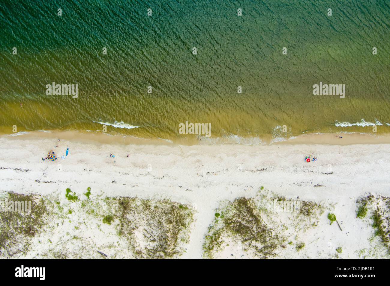 Aerial view of Fort Morgan Beach on the Alabama Gulf Coast in June 2022 ...