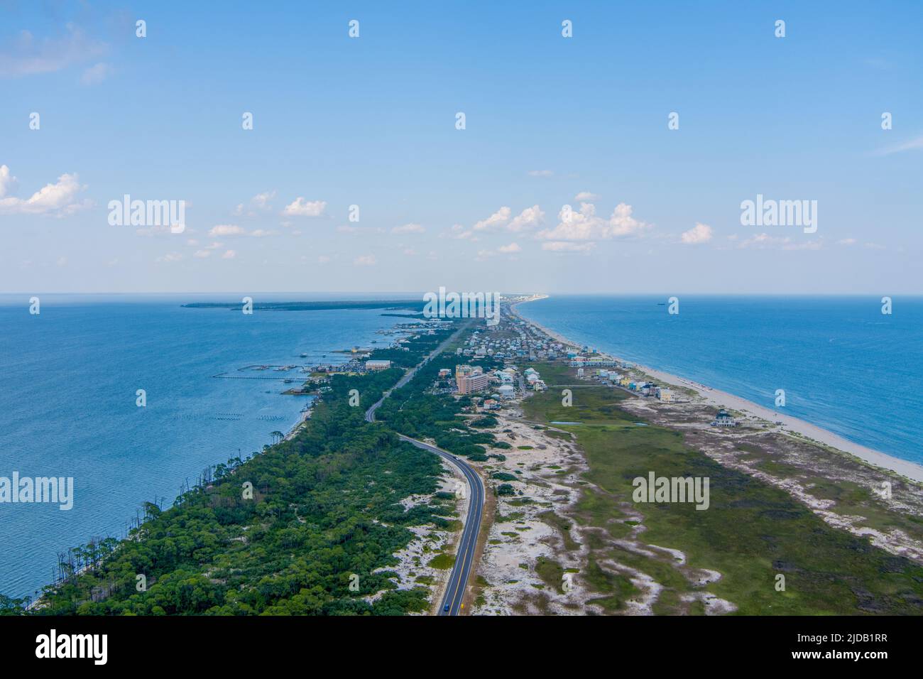 Aerial view of Fort Morgan Beach on the Alabama Gulf Coast in June 2022 ...