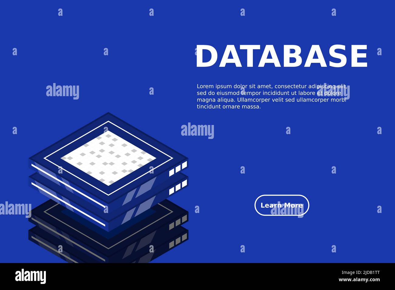 Set of server room icons, data center and database, futuristic data ...