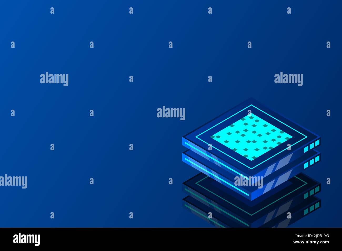 Set of server room icons, data center and database, futuristic data processing, cloud storage ...