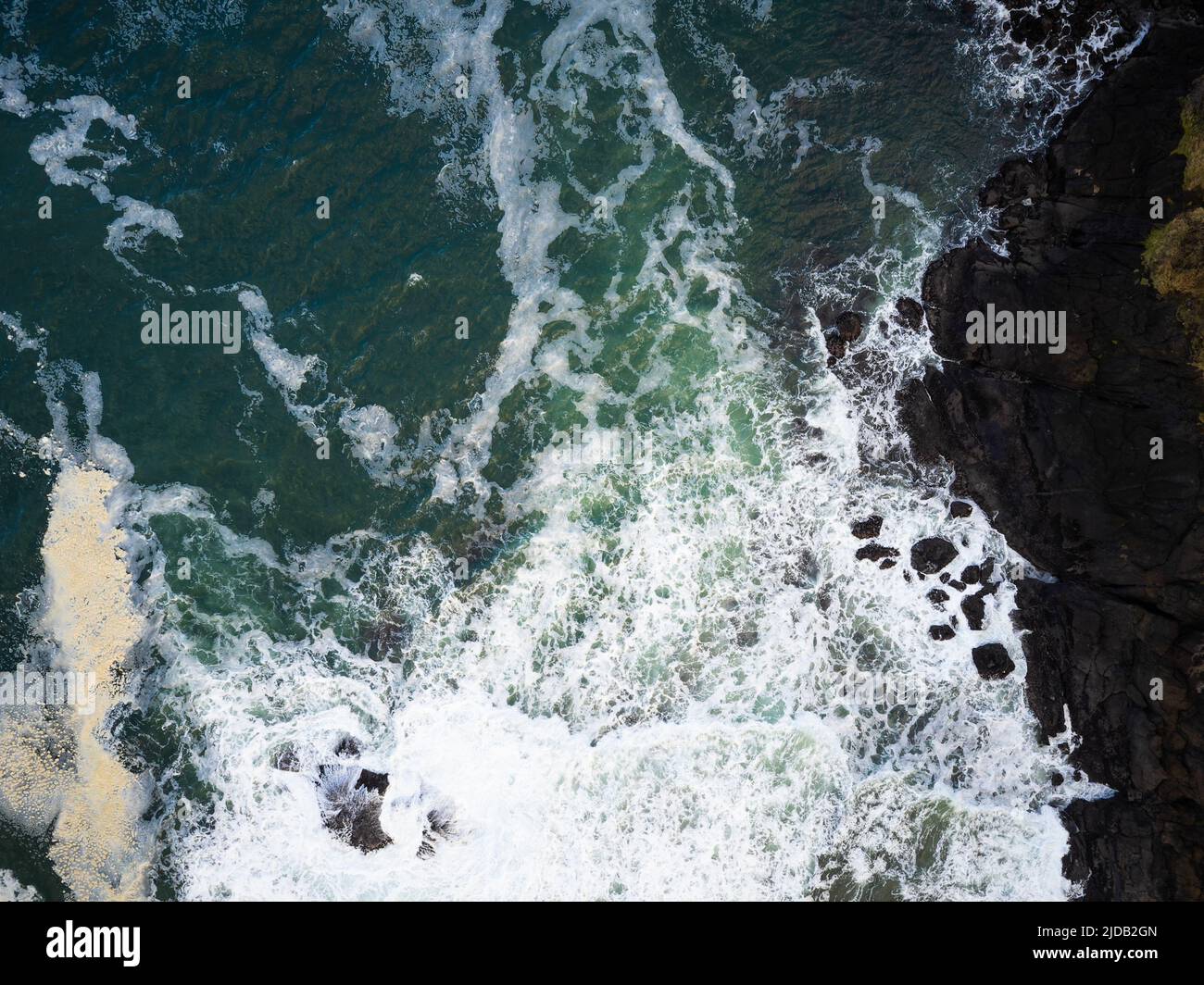 Majestic seascape. View from above. The roaring waves of the ocean ...