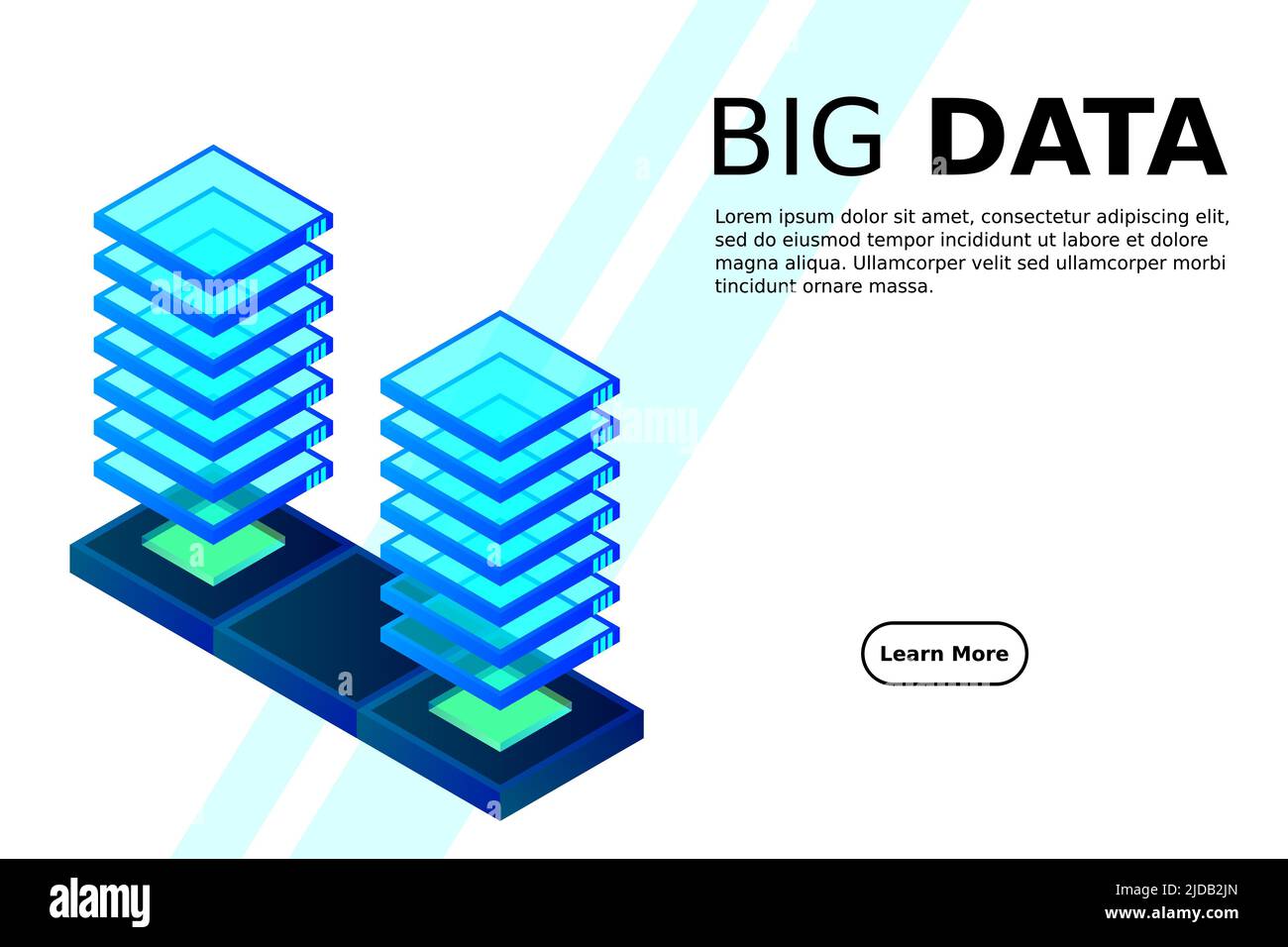 Mainframe, powered server, high technology concept, data center, cloud data storage isometric ...