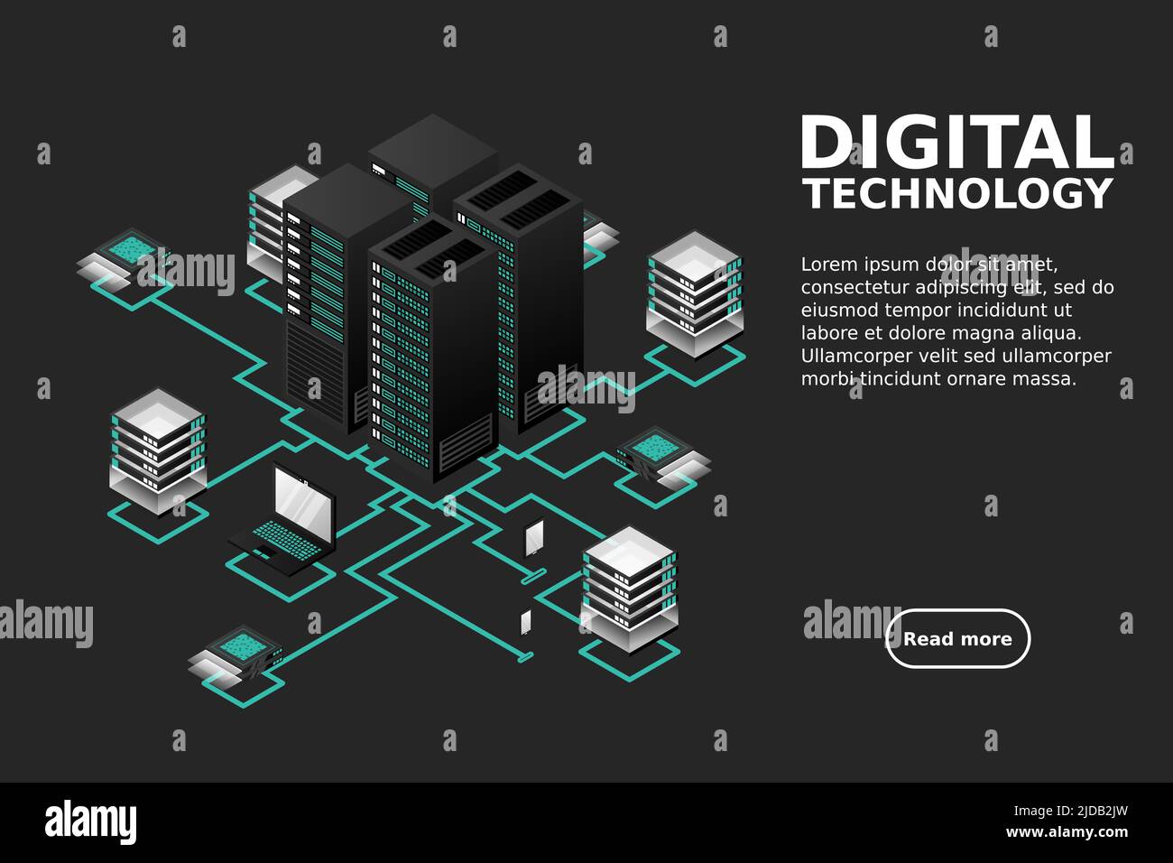 Concept of data network management .Vector isometric map with business ...