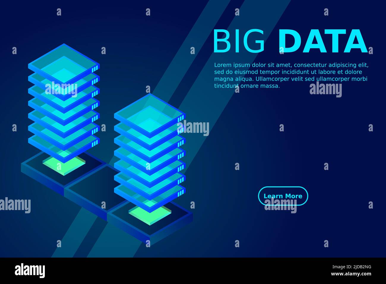 Mainframe, powered server, high technology concept, data center, cloud data storage isometric ...