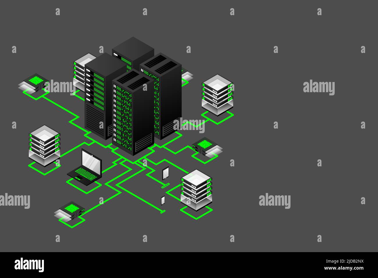 Concept of data network management .Vector isometric map with business ...