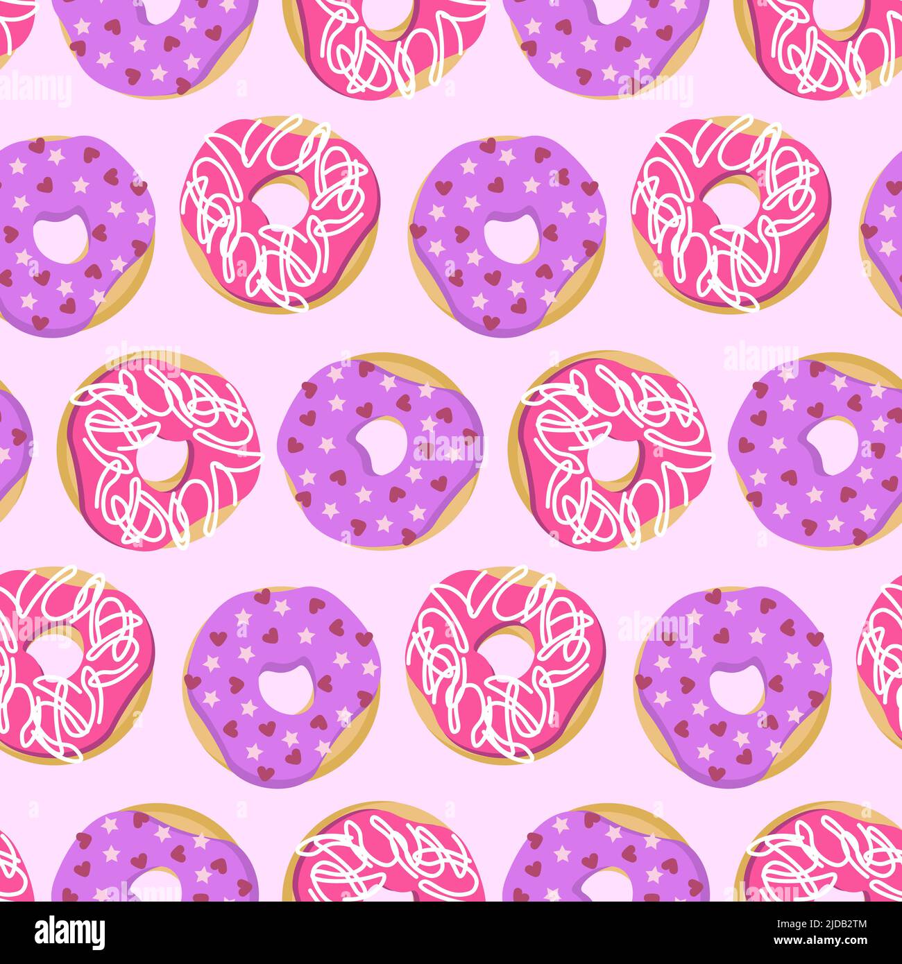 Pattern with sweet donuts. Vector illustration on a colored background ...