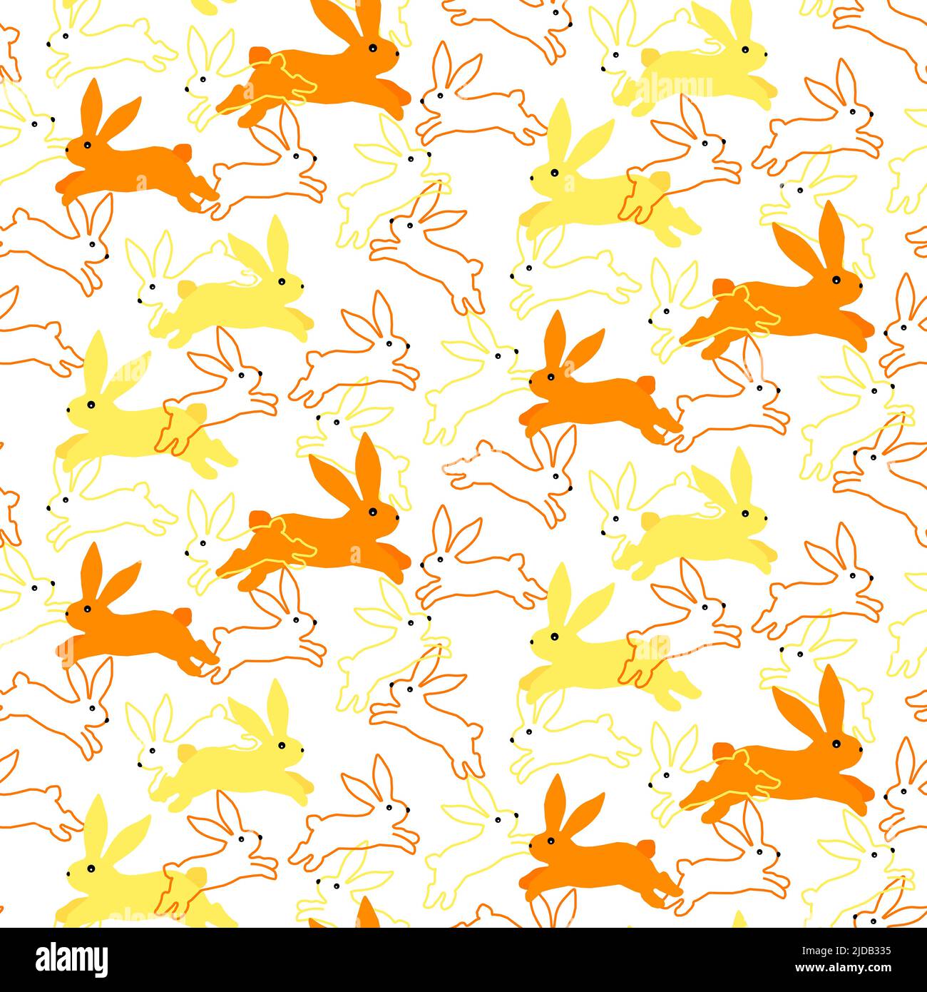 Pattern of cute red and yellow rabbits. Vector illustration Stock ...