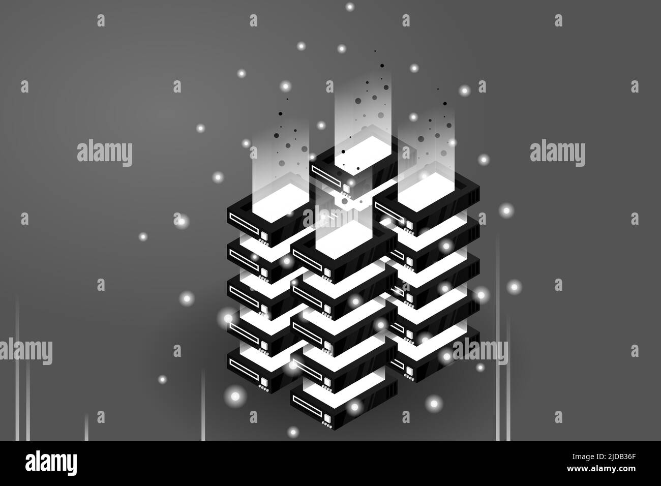 Server room isometric vector, futuristic technology of data protection ...