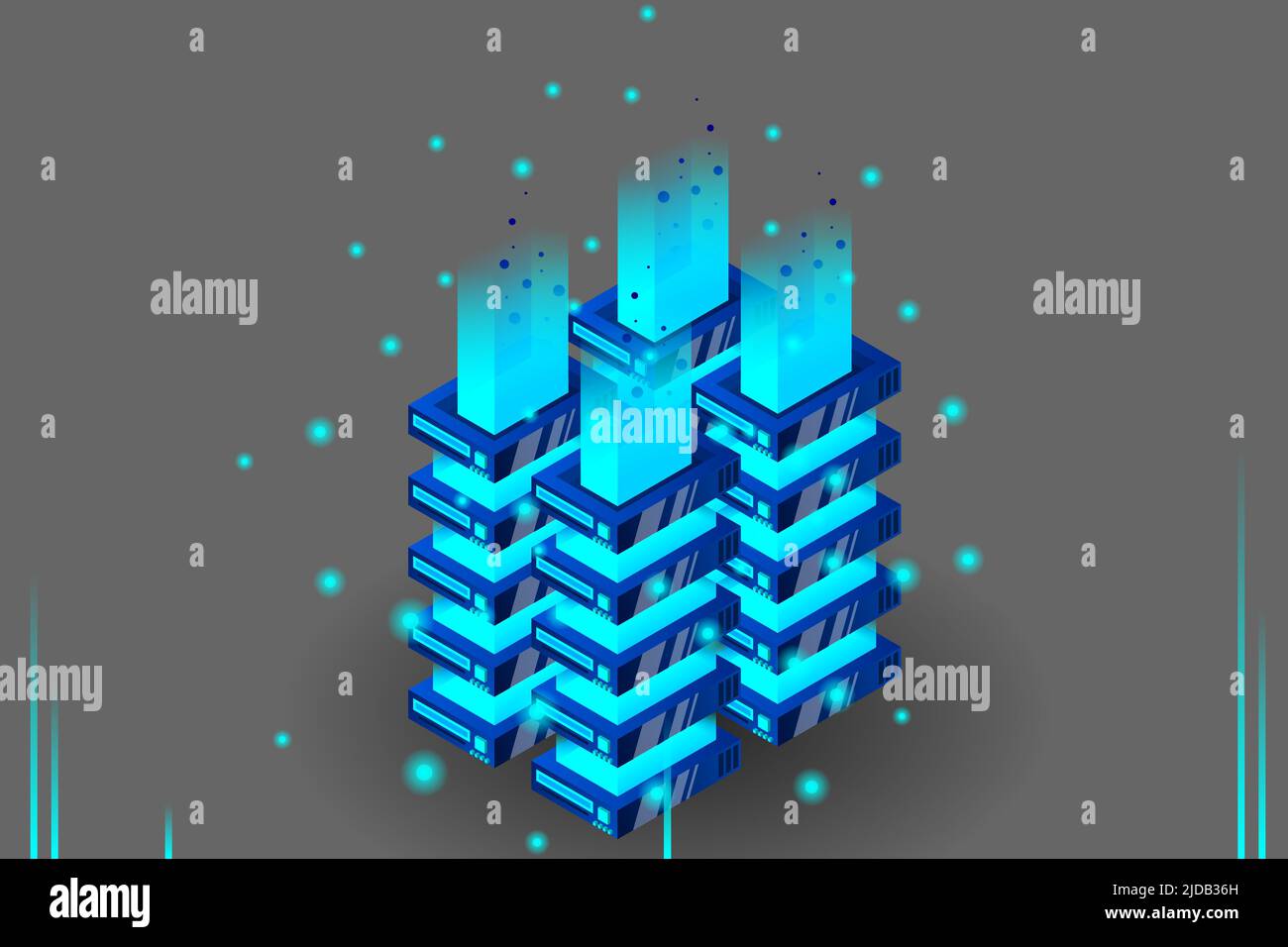 Server Room Isometric Vector Futuristic Technology Of Data Protection And Processing