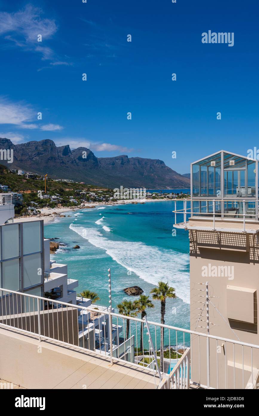 Beachfront homes along the Atlantic Ocean at Clifton Beach; Cape Town ...
