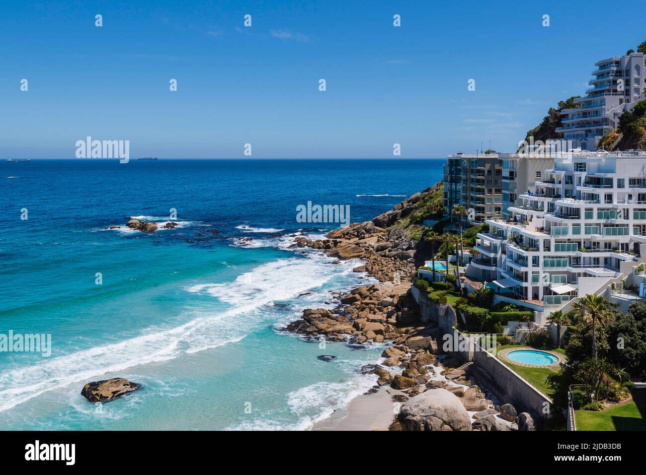 Beachfront buildings along the Atlantic Ocean at Clifton Beach; Cape ...