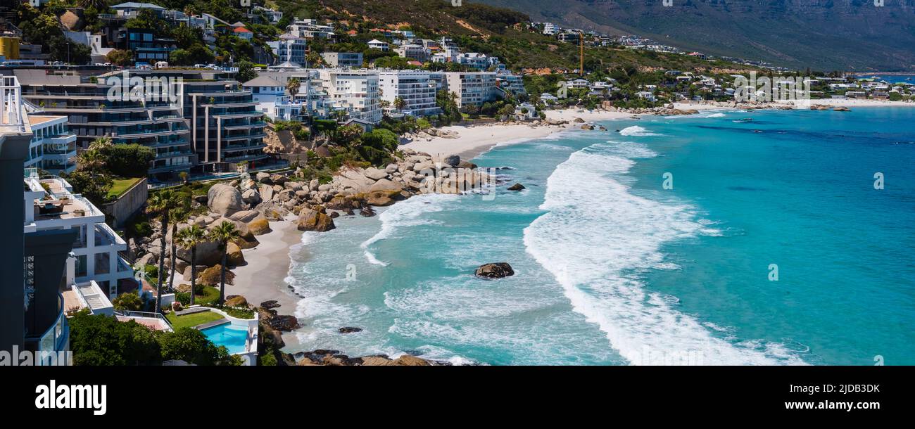 Beachfront buildings along the Atlantic Ocean at Clifton Beach; Cape ...