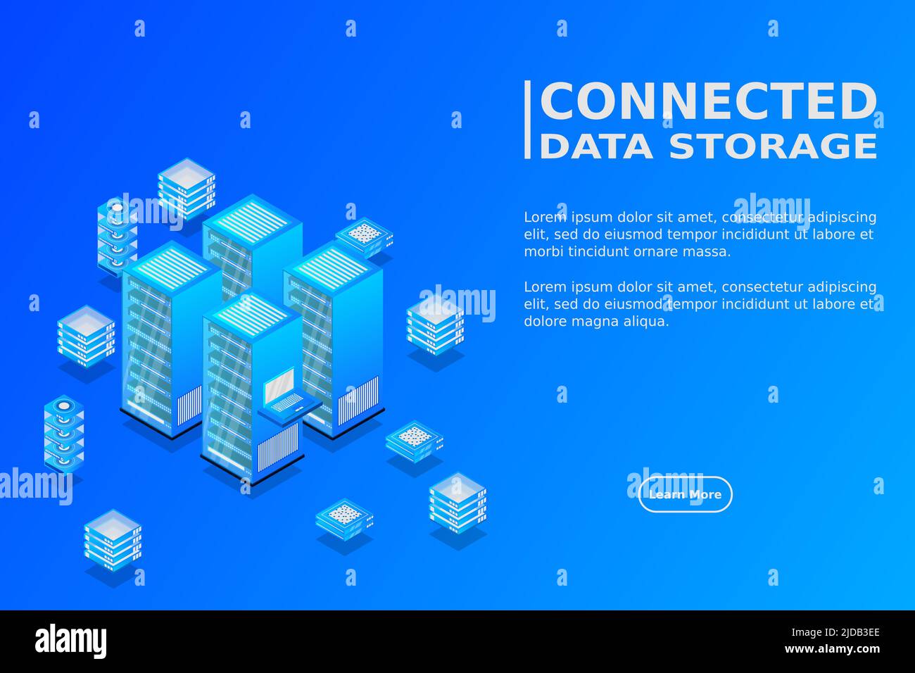Mainframe, powered server, high technology concept, data center, cloud data storage isometric ...
