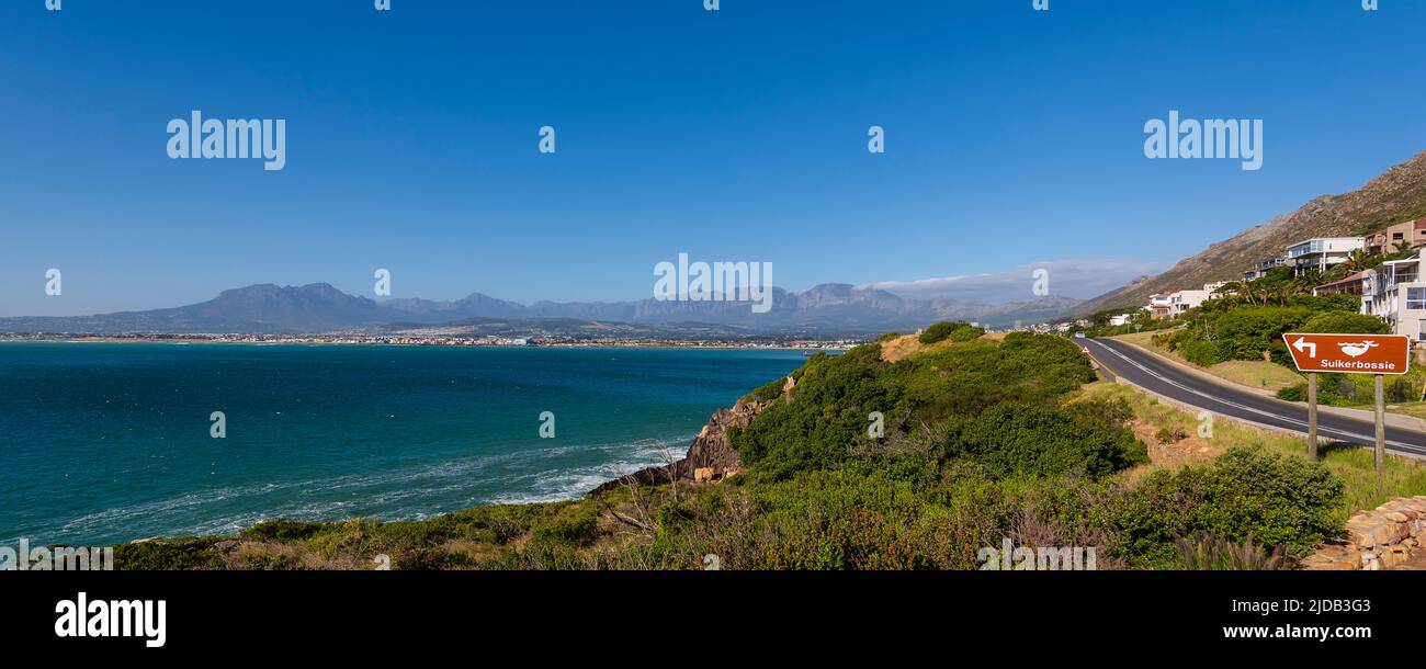 Scenic view of the R44 Coastal Road from Hermanus to Cape Town; Cape ...