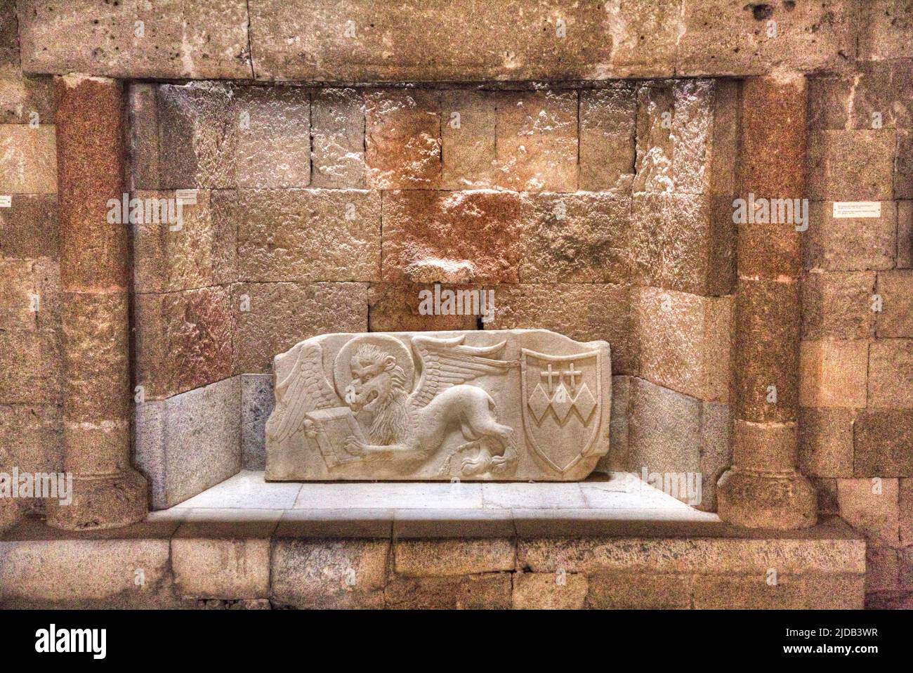 Close-up of stone relief of the Lion of St Mark at the Archaeological ...