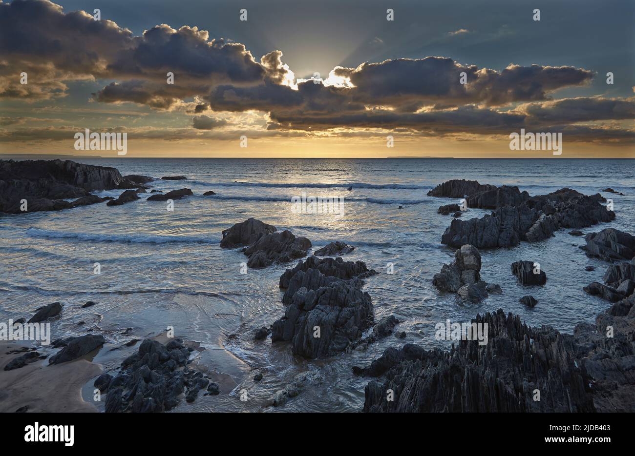 An Atlantic sunset, seen from the north coast of Devon; Southwest ...