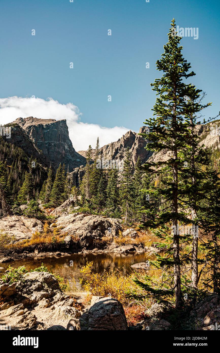 Hallett Peak in Rocky Mountain National Park, Rocky Mountains; Colorado ...