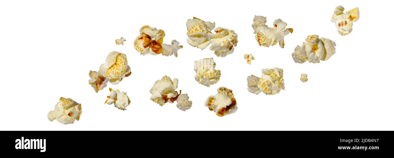 Falling popcorn, isolated on white background Stock Photo - Alamy