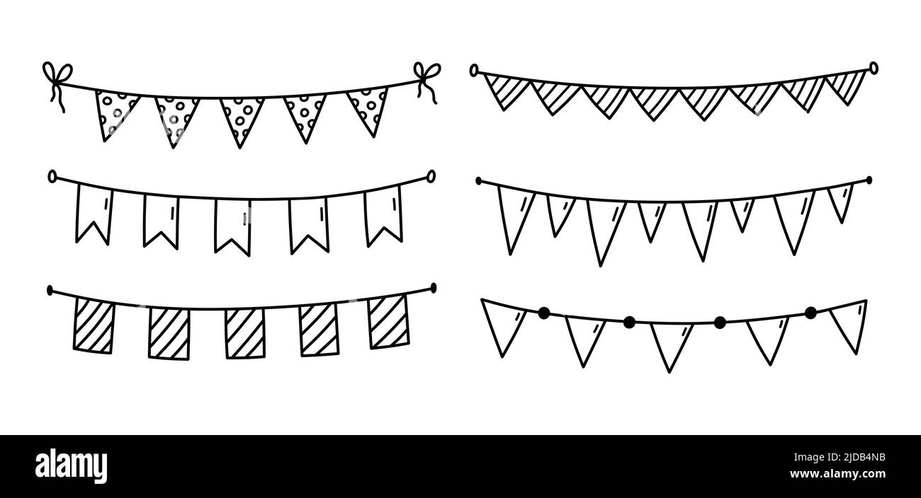 Set of cute festive buntings for a party isolated on white background ...