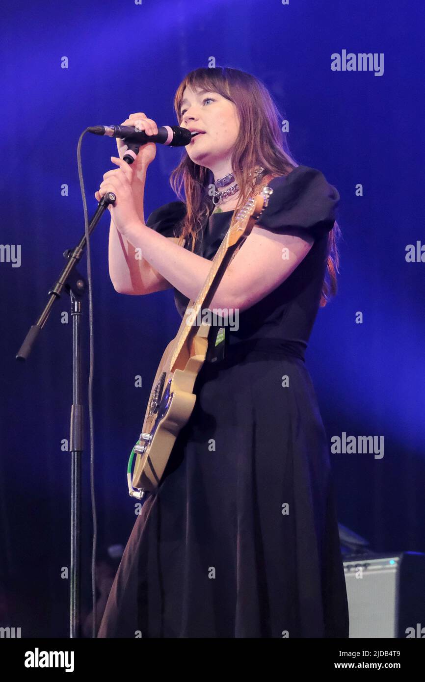 Rhian Teasdale, lead vocalist and rhythm guitarist with British indie ...