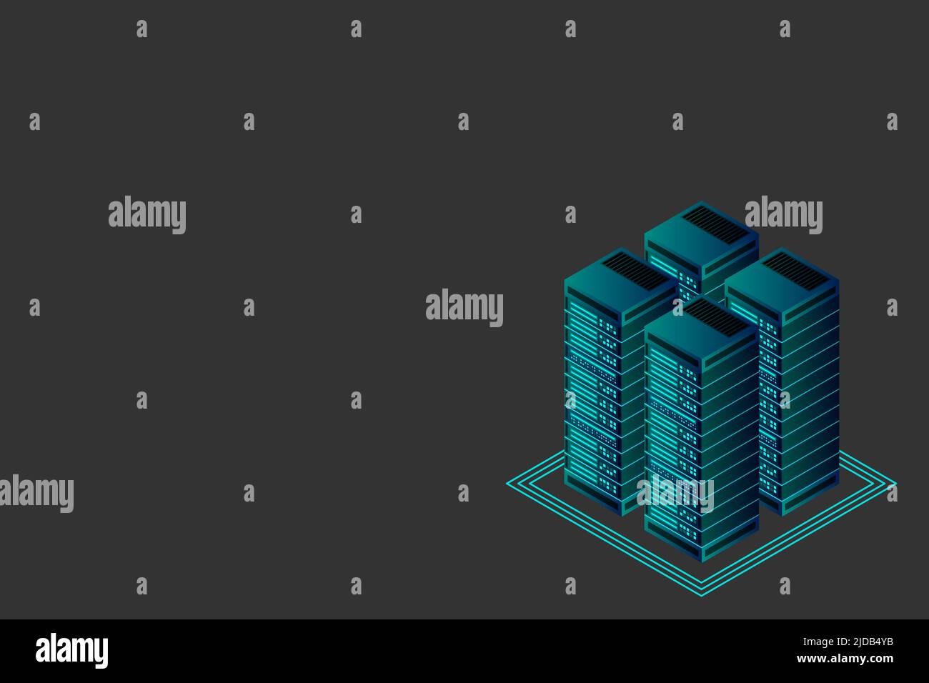 Server Room Isometric Vector Futuristic Technology Of Data Protection And Processing