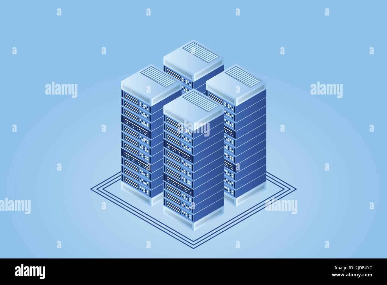 Server room isometric vector, futuristic technology of data protection ...