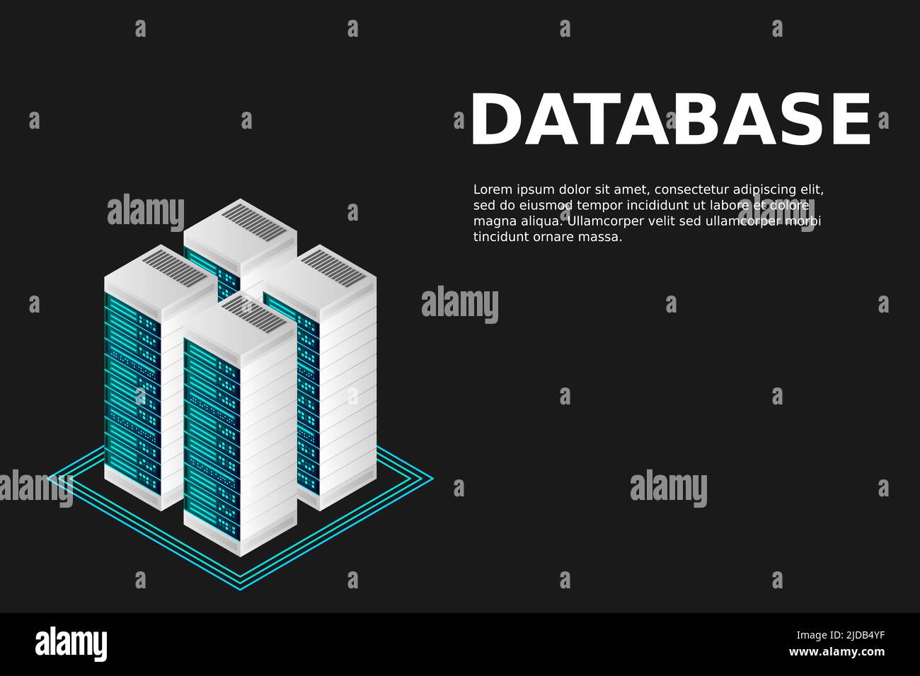 Server room isometric vector, futuristic technology of data protection and processing ...